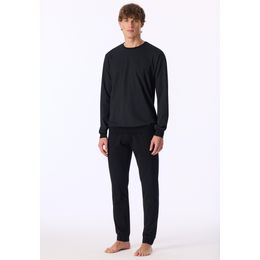 Herren Schlafanzug "Uncover Nightwear", uncover by Schiesser, Gr. 58, schwarz, Single Jersey, Obermaterial: 100% Baumwolle, Homewear-Sets, Langarm,