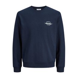 Jack & Jones PlusSize Herren Sweatshirt "JJBRANDON SWEAT CREW NECK PLS", blau, Gr. 4XL, JACK & JONES PLUSSIZE, bedruckt, angeraute Sweatware, Obermaterial: 60% Polyester,