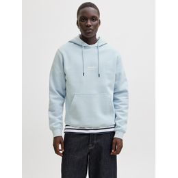 Jack & Jones JACK & JONES Herren Kapuzensweatshirt "JJESOHO SWEAT HOOD NOOS", blau, Gr. S, unifarben, angeraute Sweatware, Obermaterial: 80% Baumwolle, 20%