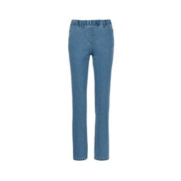GOLDNER Damen Regular-fit-Jeans "Kurzgr&ouml;&szlig;e Baumwollhose mit Rundumdehnbund", blau, Gr. 19, Obermaterial: 75% Baumwolle CO. 23% Polyester PES. 2%