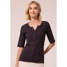 Damen T-Shirt, lila, Gr. 34, STREET ONE STUDIO, Web, 96% Baumwolle, 4% Elasthan, Shirts, mit geschlitztem Rundhalsausschnitt