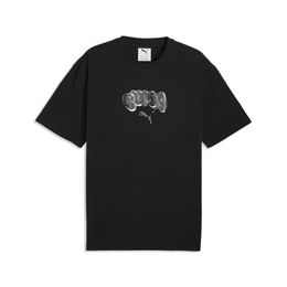 Puma Herren T-Shirt "Graphic Balloon Art Relaxed T-Shirt Herren", schwarz, Gr. S, bedruckt, Obermaterial: 100% Baumwolle. Rippe: 20% Polyester, 80%