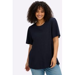 sheego Damen T-Shirt "Halbarmshirt", blau, Gr. 40, unifarben, 50% Baumwolle, 50% Viskose, Shirts