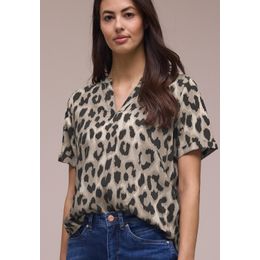 Street One Damen Kurzarmbluse, beige, Gr. 36, Stoff, 100% Viskose, Blusen, aus softer Viskose