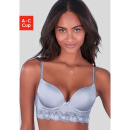 Vivance Damen Push-up-BH "Anisa", Gr. 75, grau, Microtouch, Obermaterial: 60% Polyamid, 35% Polyester, 5% Elasthan, BHs, mit B&uuml;gel und Spitze entlang