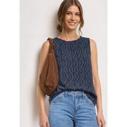 Street One Damen Blusentop, blau, Gr. 44, gemustert, Web, Obermaterial: 100% Viskose, Blusen, Blusentop mit grafischem Muster