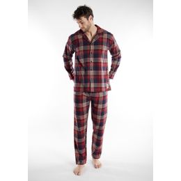 Tom Tailor Herren Schlafanzug "Rhodos", Gr. 58, rot, Obermaterial: 100% Baumwolle, kariert, Homewear-Sets, Langarm, Rundhalsausschnitt, mit Kn&ouml;pfen,