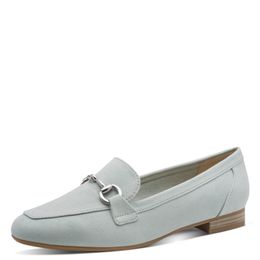 Marco Tozzi Damen Slipper, Gr. 40, grau, Textil, Veloursleder, unifarben, Schuhe, Blockabsatz, Loafer, Businessschuh mit Schmuckspange