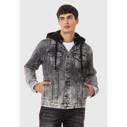 Cipo & Baxx CIPO & BAXX Herren Jeansjacke "Jacke", schwarz, Gr. L, unifarben, Stoff, 100% Baumwolle, Jacken, im Washed-Look