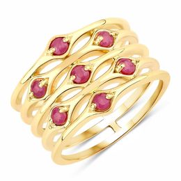 Rafaela Donata Damen Fingerring "K726", 50, 11,5mm, rot, Fingerringe, aus Sterling Silber