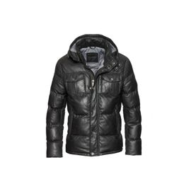 Bugatti Herren Lederjacke "BUSALVATORE", schwarz, Gr. 56, uni, Obermaterial: 100% Lammleder LEL., Jacken, aus hochwertigem Leder