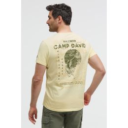 CAMP DAVID Herren Rundhalsshirt, beige, Gr. L, bedruckt, Web, Material: 100% Baumwolle, Shirts, mit Necktape