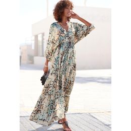 Buffalo Damen Maxikleid "mit Schlangenmuster, aus leichter Webware, Boho-Kleid", bunt, Gr. 42, Schlangenoptik, bedruckt, Web, Obermaterial: 100%