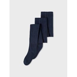 name it Kinder Strickstrumpfhose, blau, Gr. 134, Obermaterial: 80% Baumwolle, 15% Polyamid, 5% Elasthan, Strumpfhosen