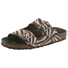 VERBENAS Damen Pantolette "RANDEL ZEBRA", Gr. 42, beige, Leder, Schuhe, Sommerschuh, Hausschuh, Urlaubsschuh mit zwei verstellbaren Schnallen