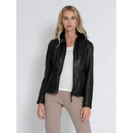 Mustang Damen Lederjacke "31022243", schwarz, Gr. XS, Obermaterial: 100% Lammleder. Innenfutter: 100% Baumwolle. &Auml;rmelfutter: 100% Polyester. Kapuze