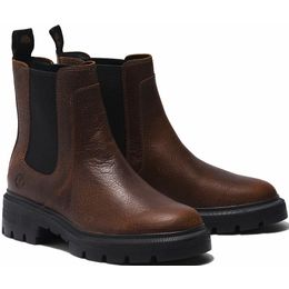 Timberland Damen Chelseaboots "CORTINA VALLEY MID CHELSEA BOOT", Gr. 38, braun, Leder, Schuhe, Stiefelette, Winterschuhe, Ankle Boots
