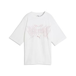 Puma Kinder T-Shirt "Midnight Shadow Oversized Graphic T-Shirt M&auml;dchen", wei&szlig;, Gr. 164, bedruckt, Obermaterial: 100% Baumwolle. Rippe: 80% Baumwolle,