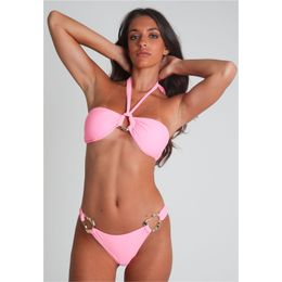 MODA MINX Damen Balconette-Bikini, rosa, Gr. S, unifarben, 82% Polyamid, 18% Elasthan, Bikini-Sets, mit tollem Ring-Element