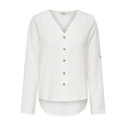 Only Damen Langarmbluse "ONLTHYRA LIFE V-NECK L/S SHIRT NOOS WVN", wei&szlig;, Gr. S, unifarben, Web, Obermaterial: 100% Baumwolle, Blusen, Baumwolle,