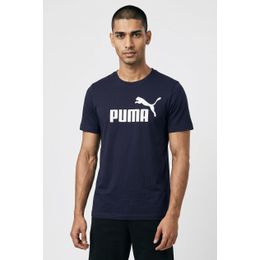 Puma Herren T-Shirt "ESS NO 1 LOGO TEE", blau, Gr. L, unifarben, Jersey, Obermaterial: 100% Baumwolle, Shirts, sportlicher Stil, Kurzarm,