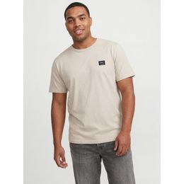 Jack & Jones PlusSize Herren T-Shirt "JJCLEVELAND TEE SS CREW NECK PLS", beige, Gr. XXXL, JACK & JONES PLUSSIZE, unifarben, Jersey, Obermaterial: 100% Baumwolle, Shirts,