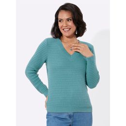 Casual Looks Damen V-Ausschnitt-Pullover "V-Pullover", gr&uuml;n, Gr. 38, unifarben, 100% Baumwolle, Pullover
