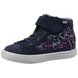 Lurchi M&auml;dchen Sneaker "Blanca-TEX, Blinkschuh", Gr. 32, blau, Veloursleder, Schuhe, Boots, Herzchen-Glitzer-Motiv, Gr&ouml;&szlig;enschablone zum Download