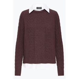 oxmo Damen Strickfleece-Pullover "Strickpullover OXFSanvi", braun, Gr. XXL, Obermaterial: 91% Polyester PES. 9% Nylon NY., Pullover