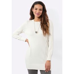 Casual Looks Damen Strickpullover "Longpullover", wei&szlig;, Gr. 40, unifarben, 100% Baumwolle, Pullover