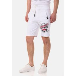 Cipo & Baxx CIPO & BAXX Herren Stoffhose "Hose", wei&szlig;, Gr. XXL, bedruckt, 72% Baumwolle, 22% Polyester, 6% Elasthan, Hosen, mit Bein-Print