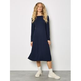 Apricot Damen Midikleid "Midi-Kleid", blau, Gr. 38, uni, Strick, Obermaterial: 98% Polyester PES. 2% Elasthan EL., Kleider, aus strukturiertem Jersey