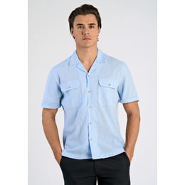 LINDBERGH Herren Leinenhemd "Leinenhemd (Kurzarm) Relaxed Fit", blau, Gr. S, Obermaterial: 55% Leinen, 45% Baumwolle, Hemden