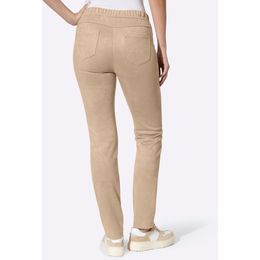 Heine Damen Lederimitathosebeige, Gr. 40, unifarben, 95% Polyester, 5% Elasthan, Hosen