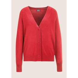 Madeleine Mode MADELEINE Damen Strickjacke "Strickjacke Kurze Sommerstrick-Jacke, V-Ausschnitt", rot, Modern, Gr. 40, Obermaterial: 75% Schurwolle WV. 20% Seide