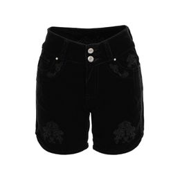 HANGOWEAR Damen Trachtenhose "Jeansshorts HENDRINA Samt", schwarz, Gr. 42, Obermaterial: 98% Baumwolle CO. 2% Elasthan EL., Hosen