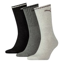Puma Herren Socken "Puma UNISEX STRIPED CREW SOCK 3P", Gr. 39, schwarz, Baumwollmischung, Socken, Komfort-Bund, Frottee-Polsterung, flache Zehennaht