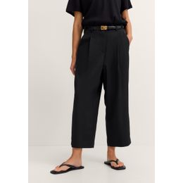Bugatti Damen Stoffhose, schwarz, Gr. 38, unifarben, 49% Polyester, 49% Viskose, 2% Elasthan, Hosen, Modern Fit mit Bundfalte