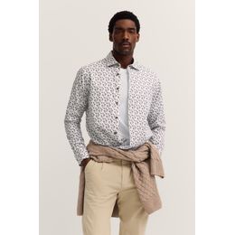 Bugatti Herren Langarmhemd "Easy Care", wei&szlig;, Gr. XXXL, gebl&uuml;mt, 100% Baumwolle, Hemden, im Modern Fit aus Baumwolle