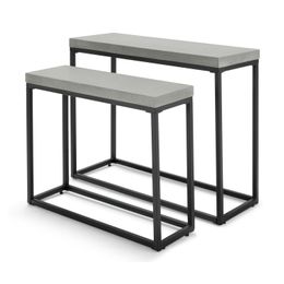 Tchibo - 2 Metall-Konsolentische in Betonoptik - 85x31x65,5cm - schwarz -
