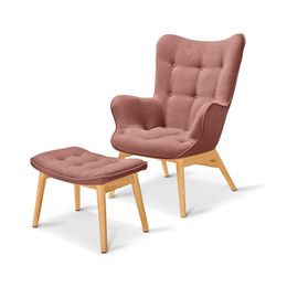 Tchibo - Einzelsessel mit Fu&szlig;hocker - 71x82x98cm - braun -