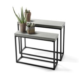 Tchibo - 2er-Set Konsolentische mit Beton-Tischplatte - 85x31x65,5cm - schwarz -