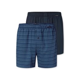 2 Schiesser Boxershorts - Herren - Gr. M/5 - dunkelblau/print