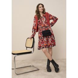 Tamaris Damen Minikleid "mit lockerem Schnitt, aus flie&szlig;ender Viskose-Qualit&auml;t", schwarz-wei&szlig;, Gr. 34, gemustert, Jersey, Obermaterial: 95% Viskose,