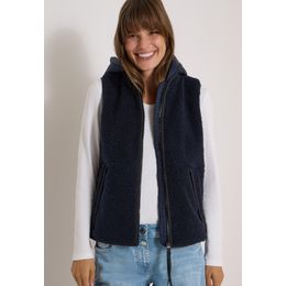 Cecil Damen Fellimitatwesteschwarz navy blau, Gr. M, unifarben, Stoff, Obermaterial: 100% Polyester. Obermaterial 2: 100% Nylon, Westen, mit