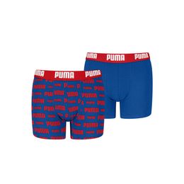Puma Jungen Boxershorts "Puma BOYS EVERYDAY LOGO PRINT BOXERS 2P", Gr. 170, blau, Jersey, Obermaterial: 95% Baumwolle, 5% Elasthan, Unterhosen, mit