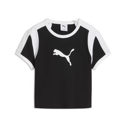 Puma Damen T-Shirt "Graphic Slim Ringer-Shirt Damen", schwarz-wei&szlig;, Gr. L, Obermaterial: 100% Baumwolle. Einsatz: 62% Polyester, 4% Elasthan, 34%