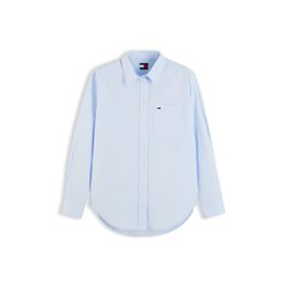 Tommy Jeans Damen Langarmbluse "TJW RLX ESSENTIAL SHIRT", blau, Gr. L, unifarben, Web, Obermaterial: 100% Baumwolle, Blusen, Baumwolle, relaxed fit