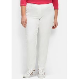 sheego Damen Schlupfhose, wei&szlig;, Gr. 46, unifarben, 98% Baumwolle, 2% Elasthan, Hosen