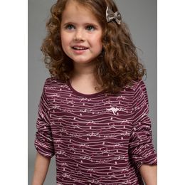 Kangaroos M&auml;dchen Jerseykleid "Kleid mit Allover-Muster und Volants f&uuml;r kleine M&auml;dchen"bordeaux gem, Gr. 92, bedruckt, Feinripp, Obermaterial: 100%